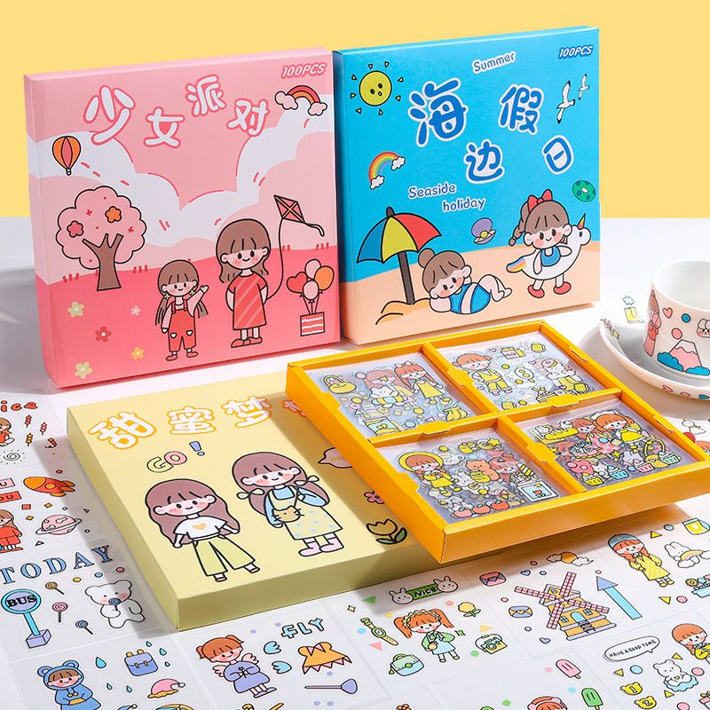 Jual stiker isi 100 lembar sticker diy dekor hiasan kado stiker botol ...