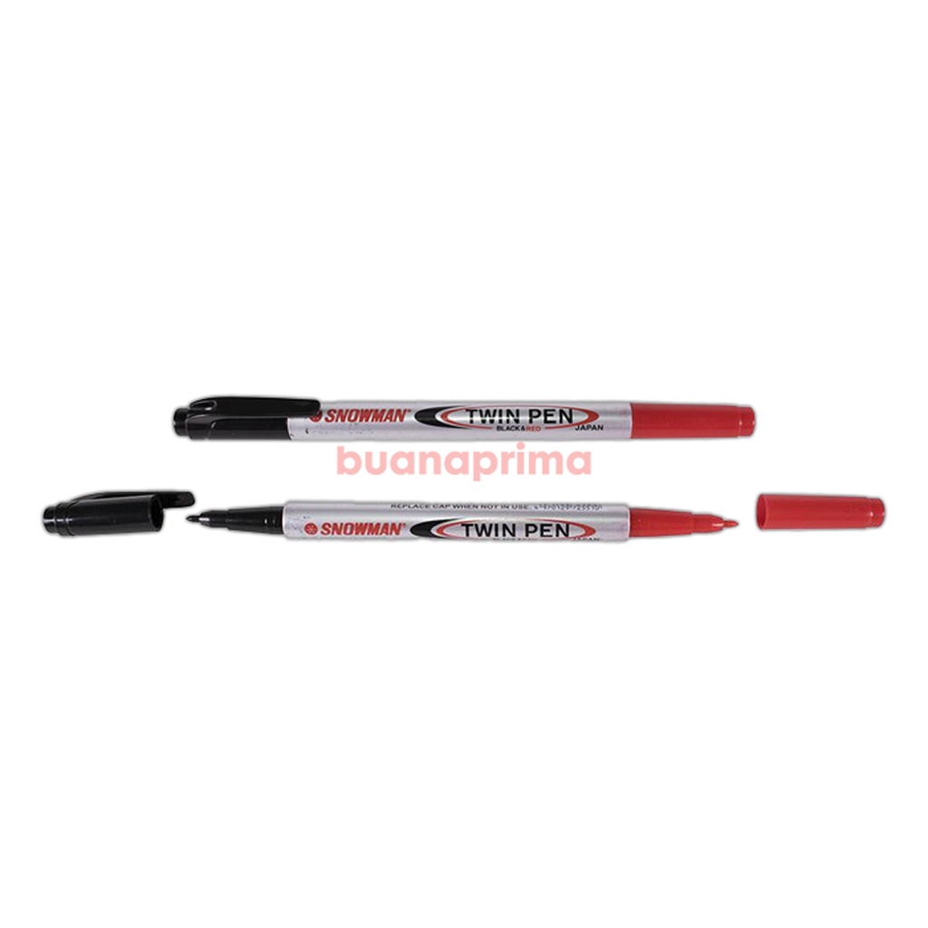 Jual Spidol TWIN PEN KECIL SNOWMAN 2 Sisi Hitam Biru Merah Pen Marker ...