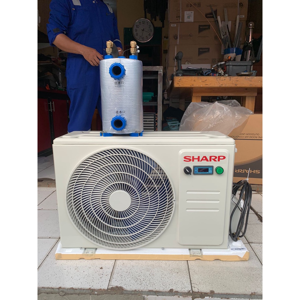 Jual water chiller 1pk medium temp outdoor ac sharp untuk kolam ikan ...