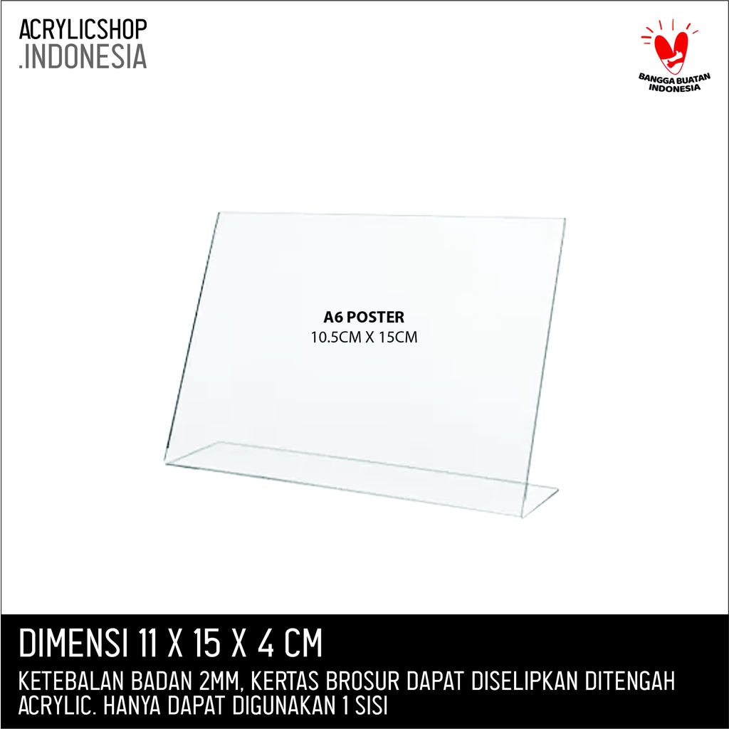 Jual Akrilik Tempat Brosur A6/Acrylic Tent Card Holder Lanscape A6 ...
