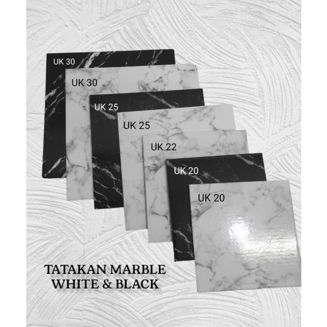 Jual TATAKAN KUE ULTAH MARBLE WHITE & BLACK SATUAN | Shopee Indonesia