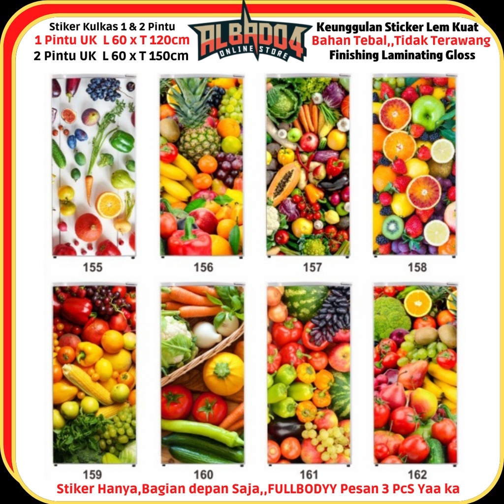 Jual STICKER KULKAS 1 Pintu 2 Pintu MOTIF SAYUR-SAYURAN BUAH BUAHAN ...