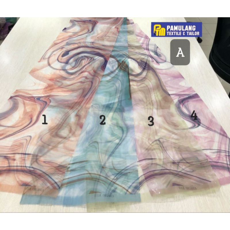 Jual Kain Silk Premium Organza Motif || Harga Per Setengah Meter (50cm ...