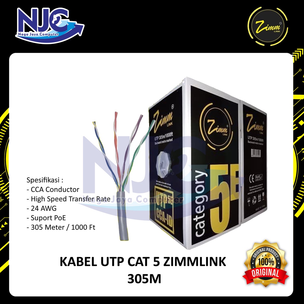 Jual KABEL LAN UTP CAT 5E ZIMMLINK 305M ZIMM LINK CAT5 | Shopee Indonesia