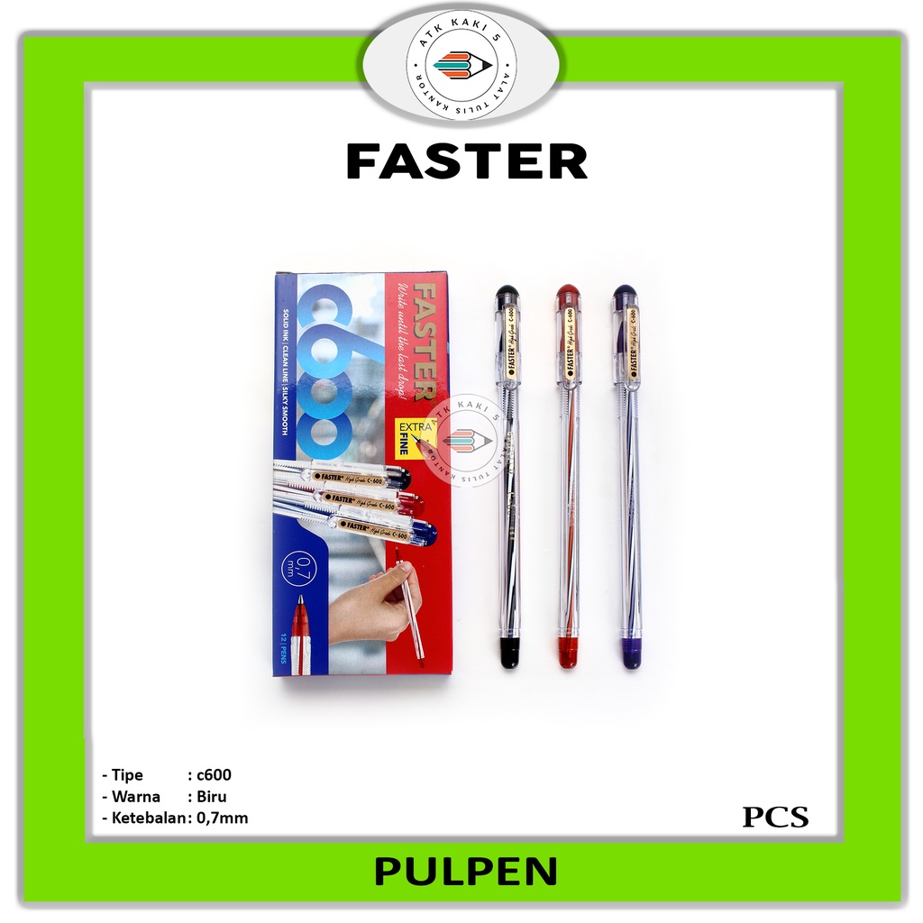 Jual Faster C600 Extra Fine Pena Pulpen Ballpoint Pen - Pcs | Shopee ...