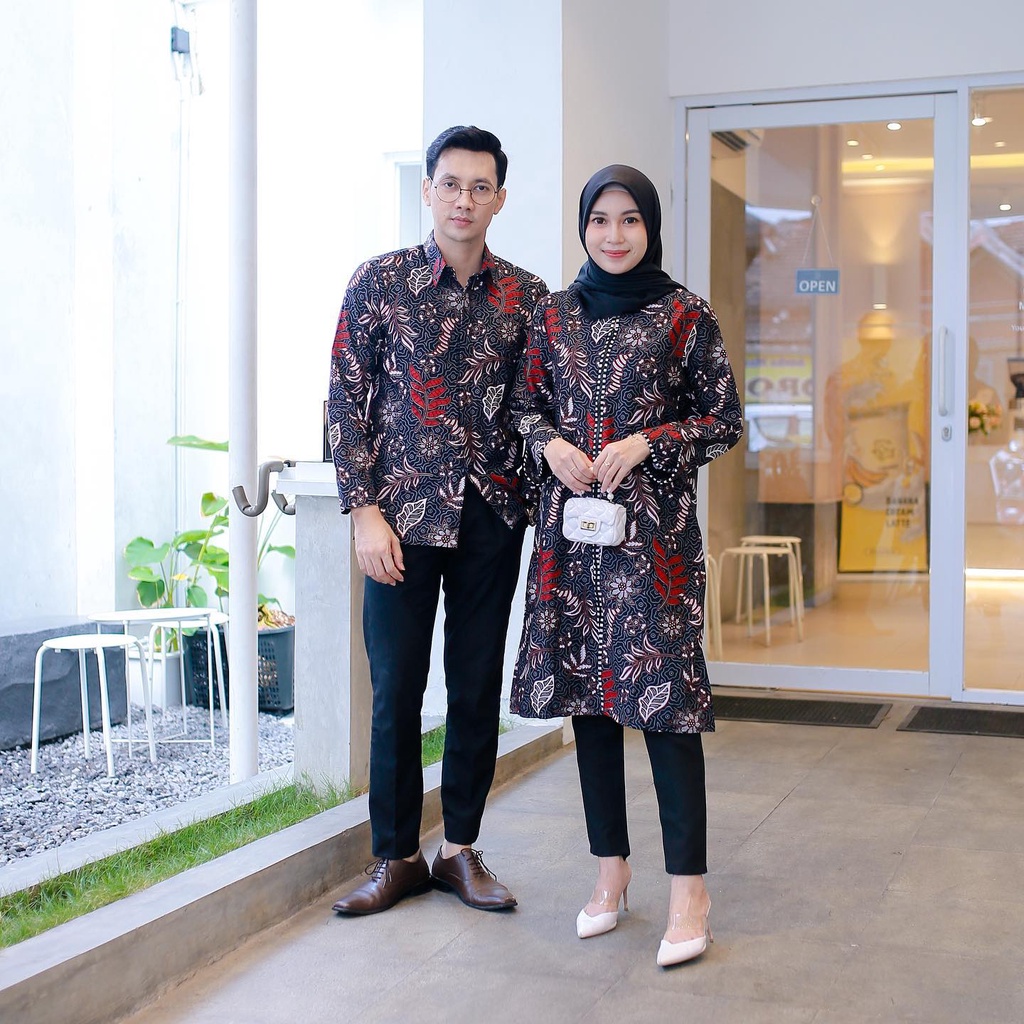 Jual Benang Raja Batik Couple Pria Wanita Motif Daun Bunga | Shopee ...