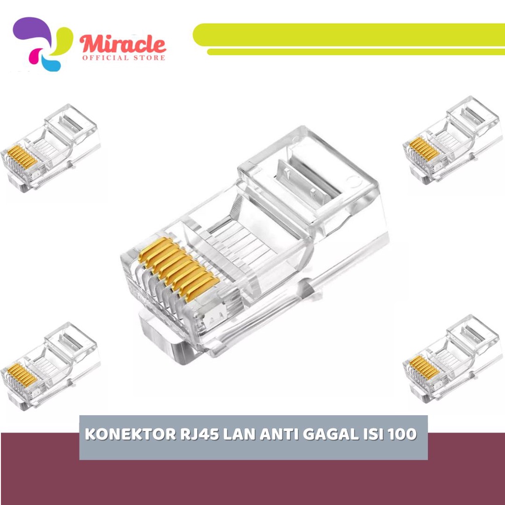 Jual Konektor Rj45 Lan Anti Gagal UTP RJ45 head cat 6 isi 100 Colokan ...