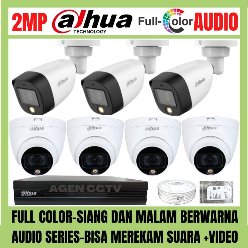 Jual PAKET CCTV DAHUA FULL COLOR 2MP 8 CHANNEL 7 KAMERA AUDIO COLORVU ...
