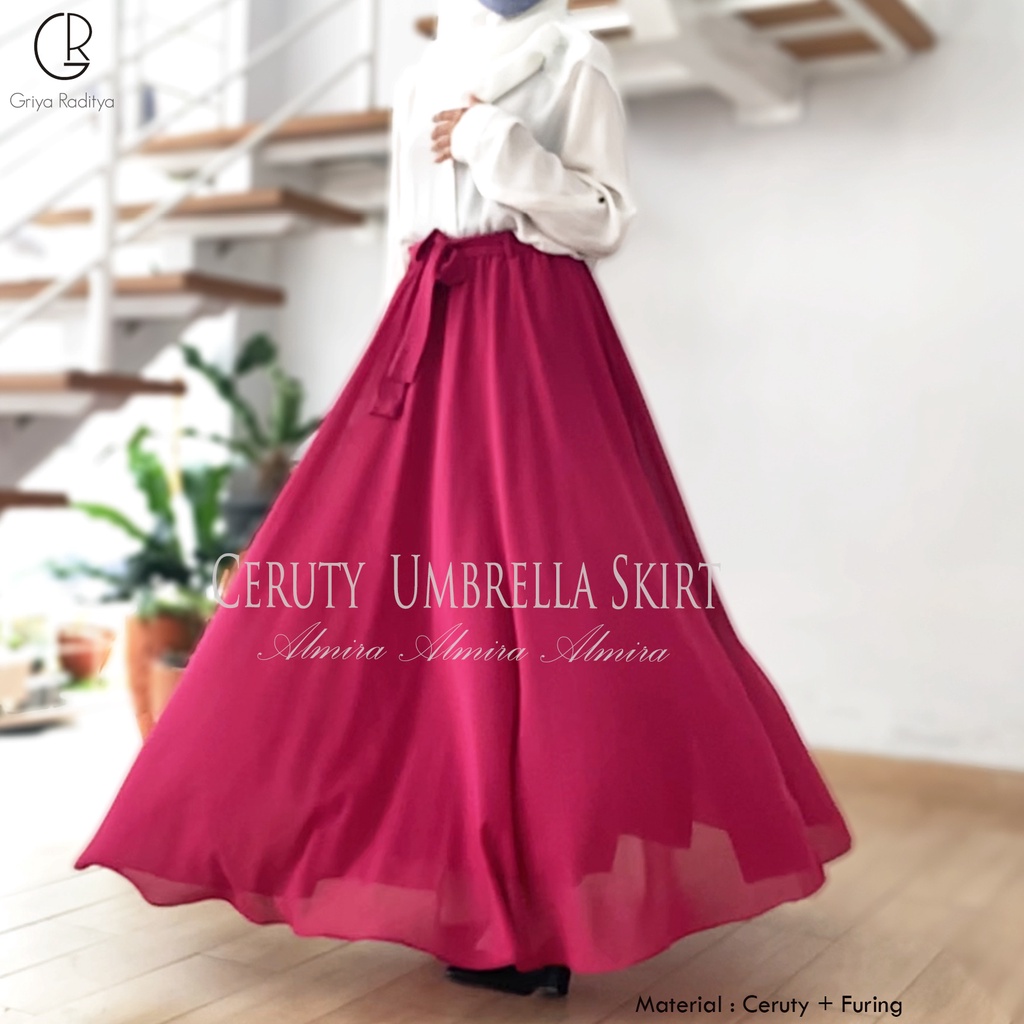 Jual Rok Sifon Panjang Premium Payung 23 warna L XL Wanita Chiffon ...
