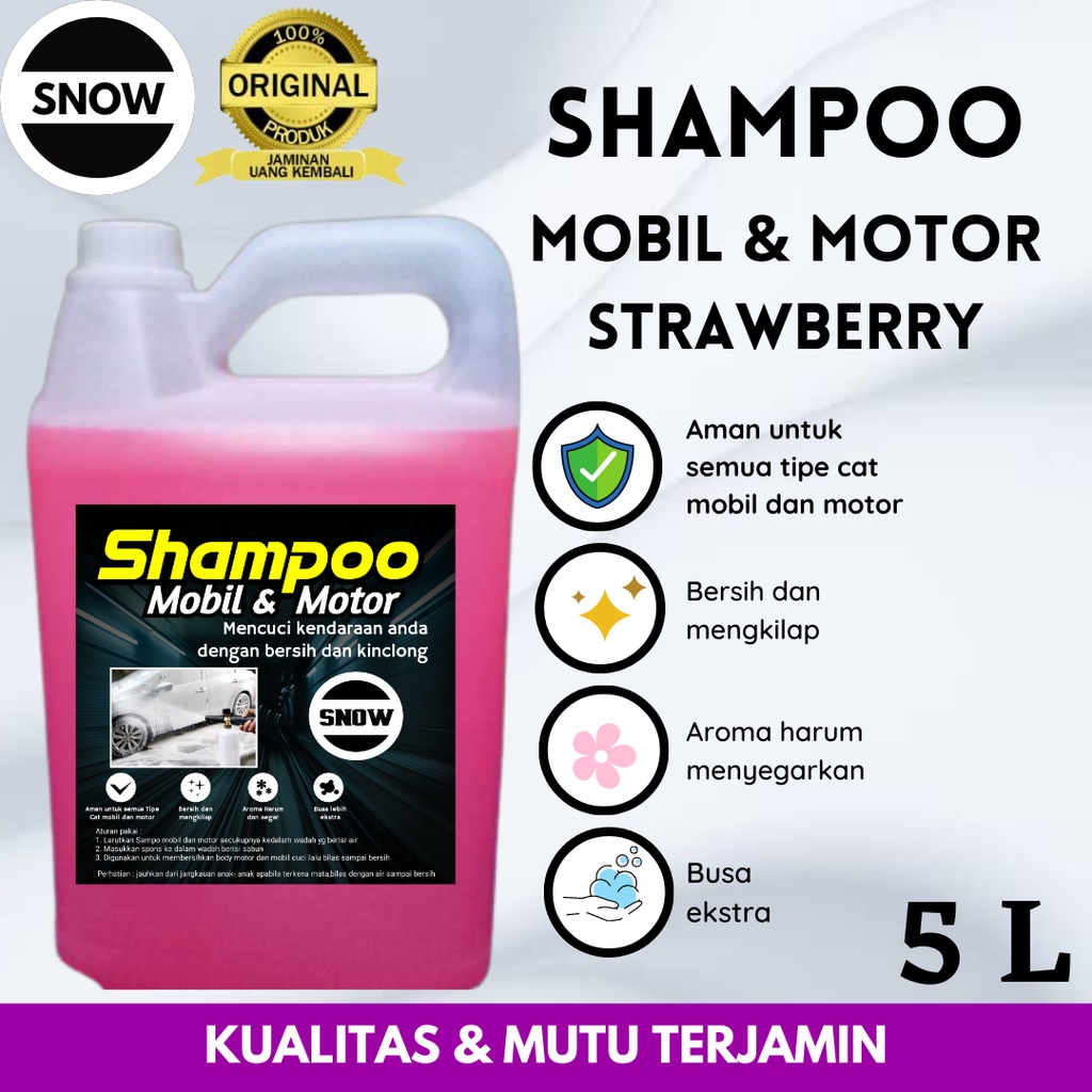 Jual Shampoo Mobil/Motor/100% Premium Original/Snow 5L (KHUSUS GRAB ...