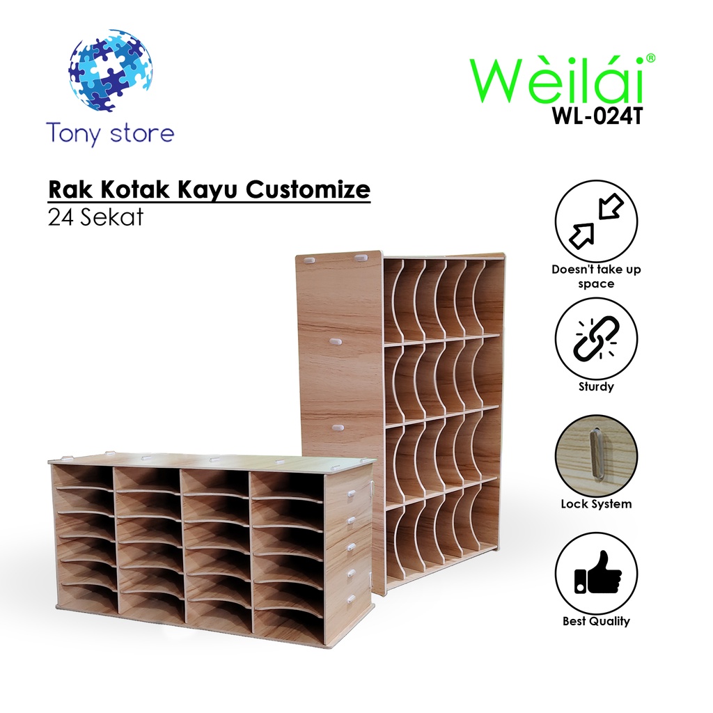 Jual Weilai WL-024T Rak Kotak Kayu Sparepart HP - Rak Multiguna 24 ...