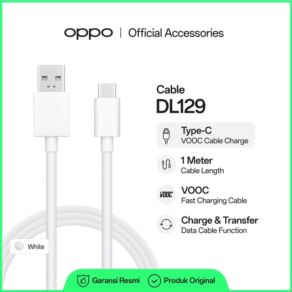 Jual OPPO USB Cable DL129 Type C VOOC Flash Charge - OPPO Official ...