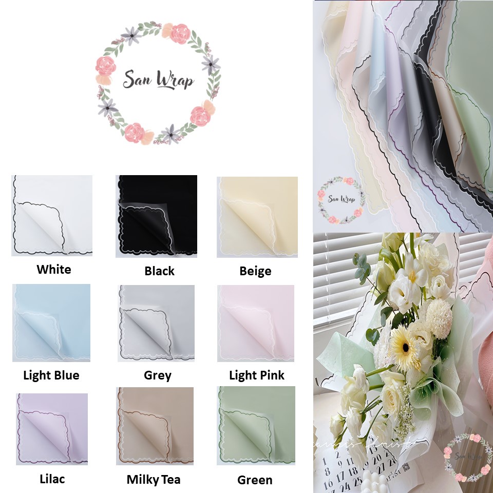Jual (5 Lembar) Kertas Buket Bunga Varian List Awan Frame Transparan ...