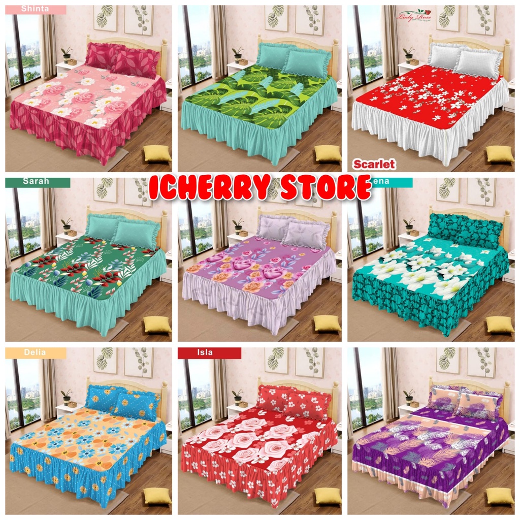 Jual 3in1 Sprei Lady Rose 3D King Rumbai 180x200 Motif Lena, Delia ...
