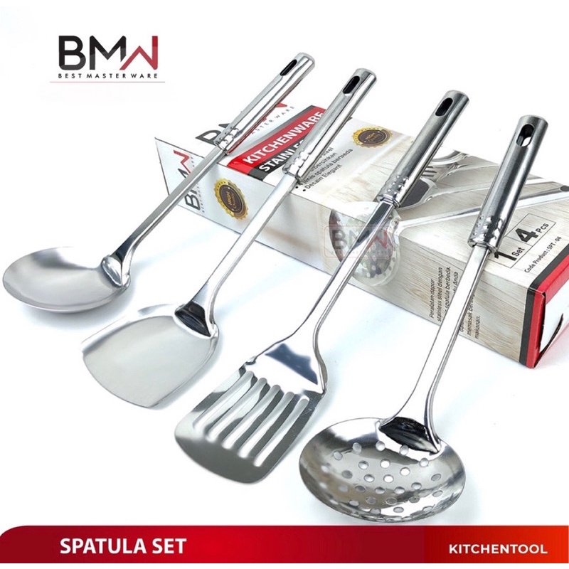Jual BMW KITCHEN WARE SET 4IN1 STAINLESS STEEL / SPATULA ALAT MASAK ...