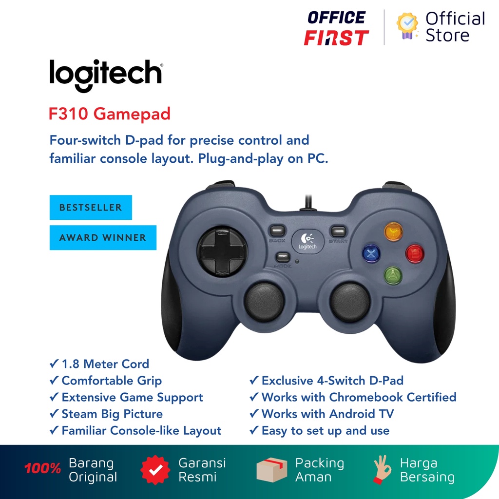 Jual Logitech F310 Gamepad USB Joystick Stick Game Pad Controller PC TV ...