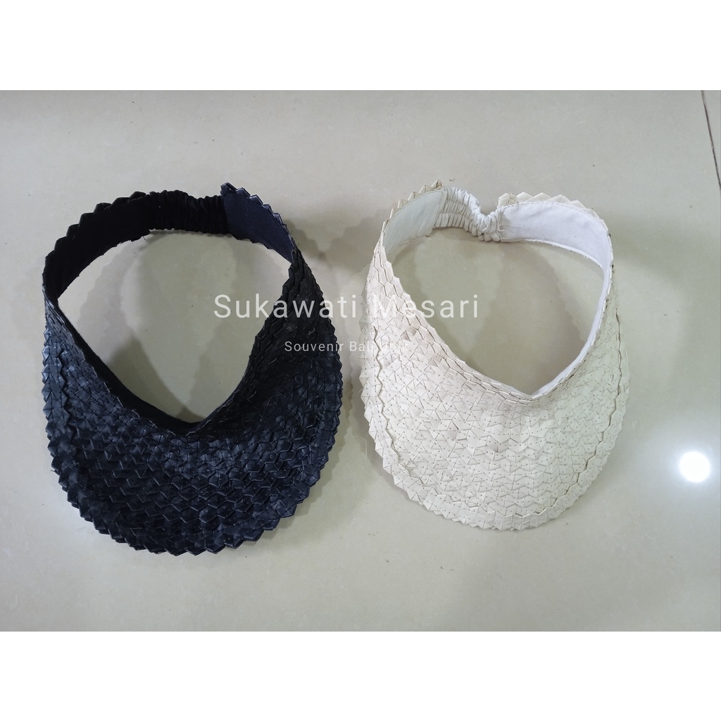 Jual Topi Golf / Topi Anyaman Daun Lontar / Palm Leaf Sun Visor / Topi ...