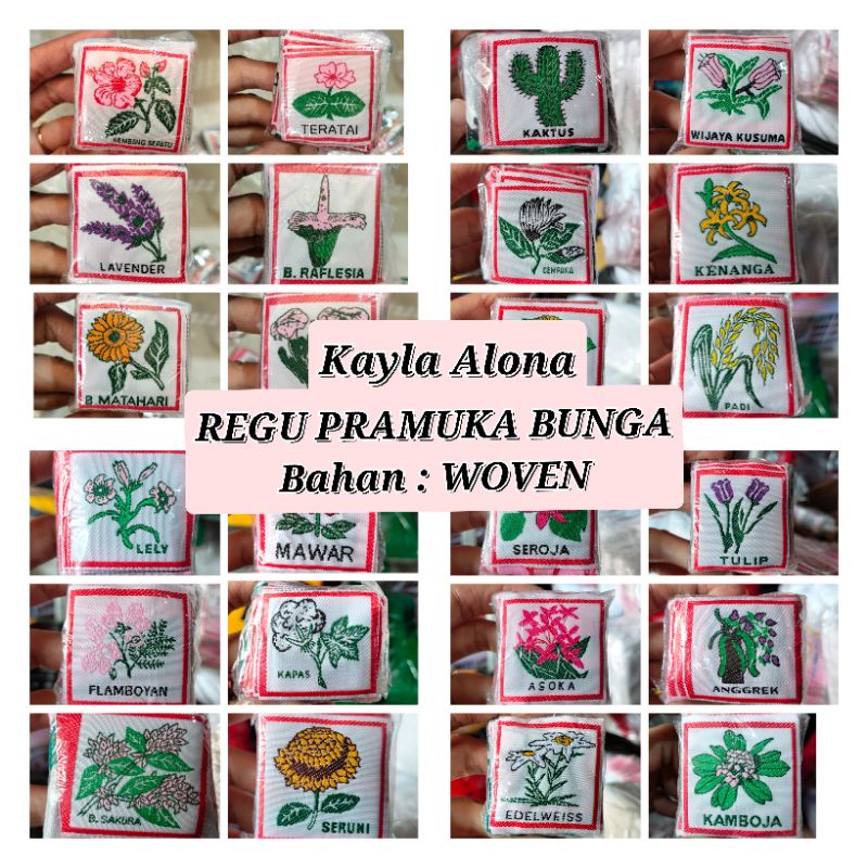 Jual ( Harga per 1pcs /Ecer) BET REGU PRAMUKA Nama² BUNGA ( WOVEN ...