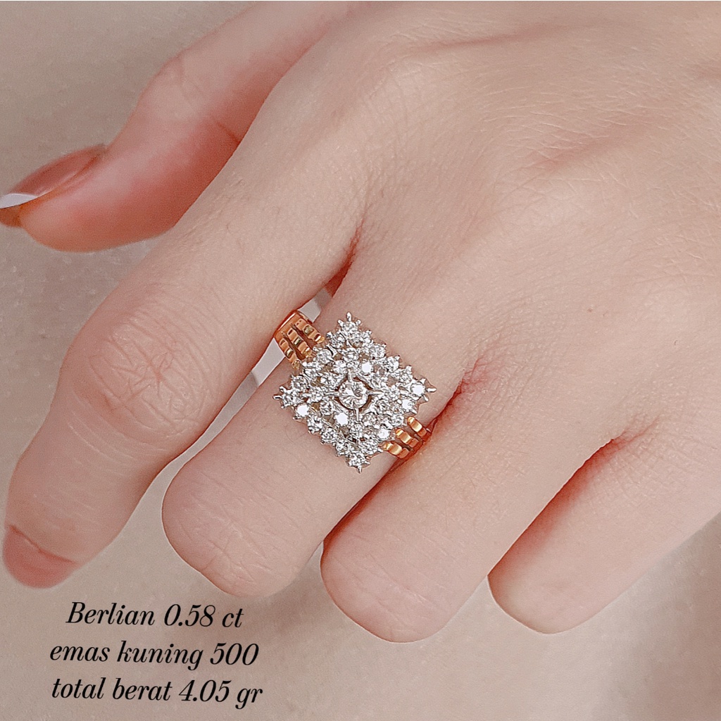 Jual Perhiasan cincin berlian asli (diamond) 0.58 ct emas kuning kode ...