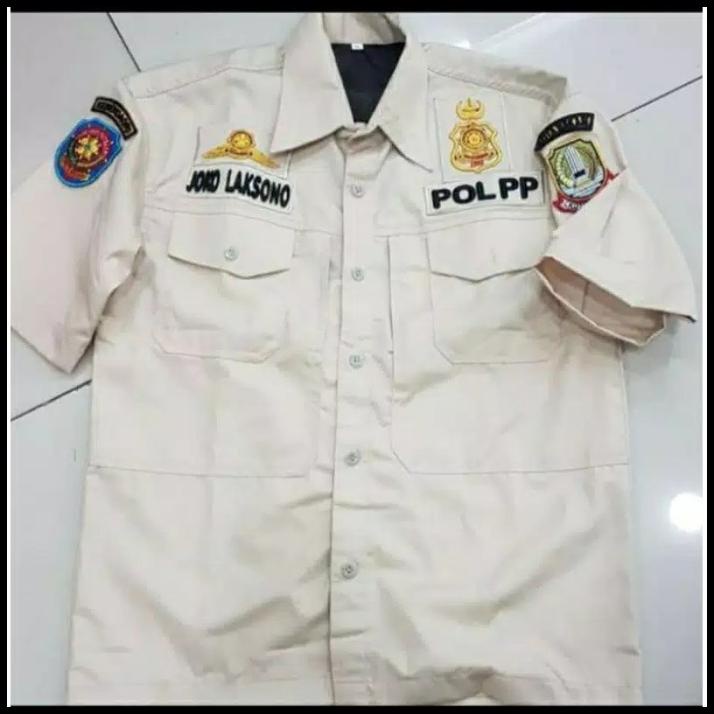 Jual Seragam Pdh Satpol Pp Cream Terbaru ,Full Bordir Timbul | Shopee ...