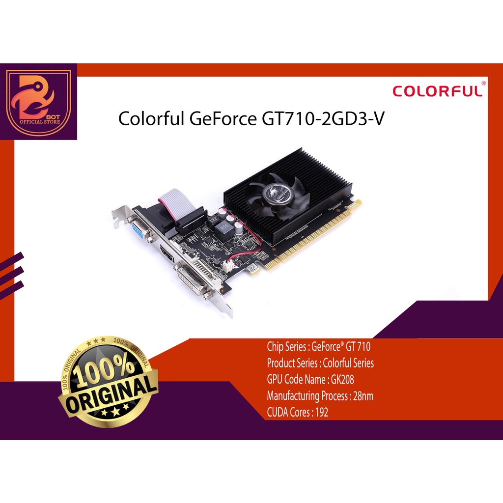 Jual VGA Colorful GeForce GT710 2GD3-V Original Garansi Resmi 3 Tahun ...