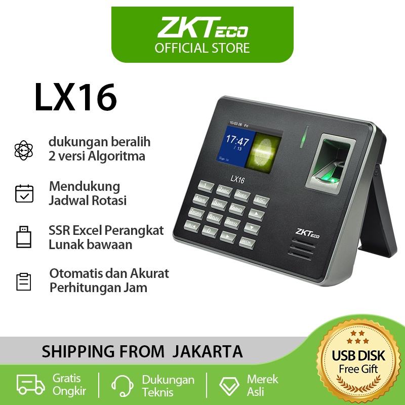 Jual ZKTeco Mesin Absen LX16 Fingerprint Mesin Absensi Sidik Jari Bahasa Indonesia Penempatan ...