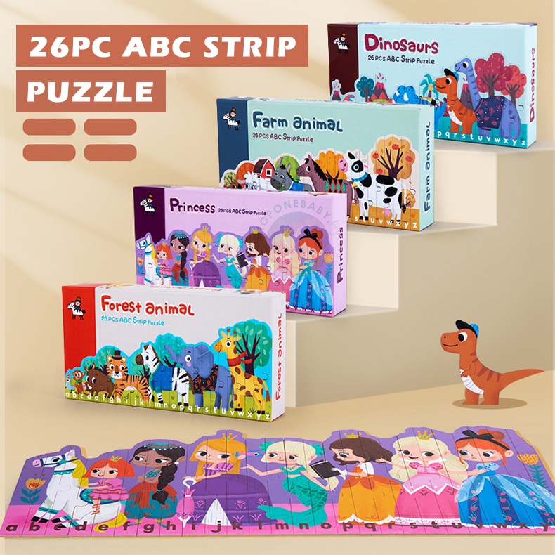 Jual INSTAN ABC Strip Puzzle 26 Pcs Mainan Strip Puzzle Stick Kayu ...
