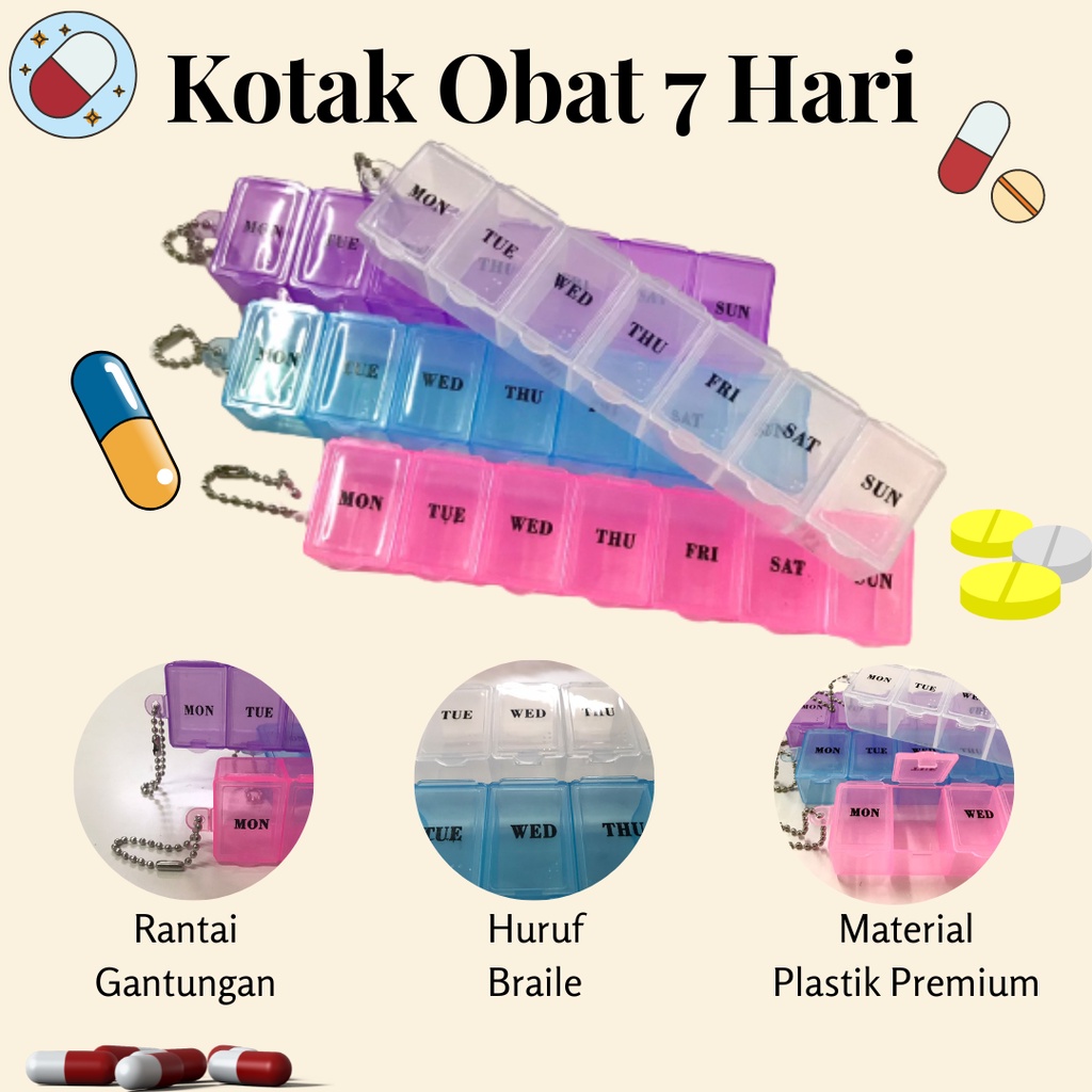 Jual Pill Box 7/Kotak Obat Harian 7 hari Grid Tempat Obat 1 Minggu ...