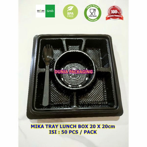 Jual MIKA TUMPENG MINI KOTAK SEKAT 6 + TUTUP + SENDOK 2in1 isi 50pcs ...