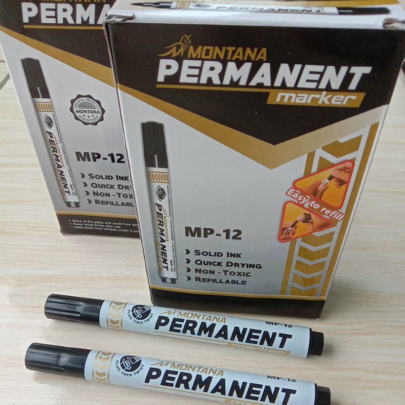 Jual Spidol Permanen Hitam montana/Ozzie ( 1 box isi 12 pcs) | Shopee ...