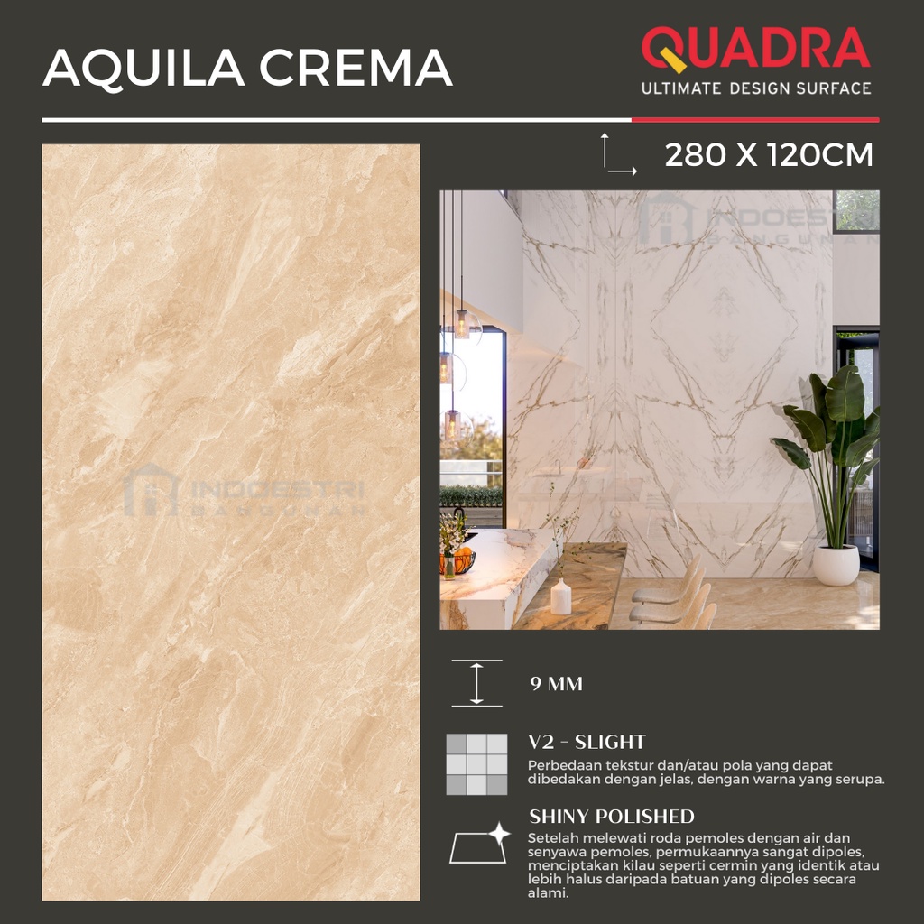 Jual PROMO Granit Quadra Aquila Crema 280 x 120cm (1 Kpg/3,36m2 ...