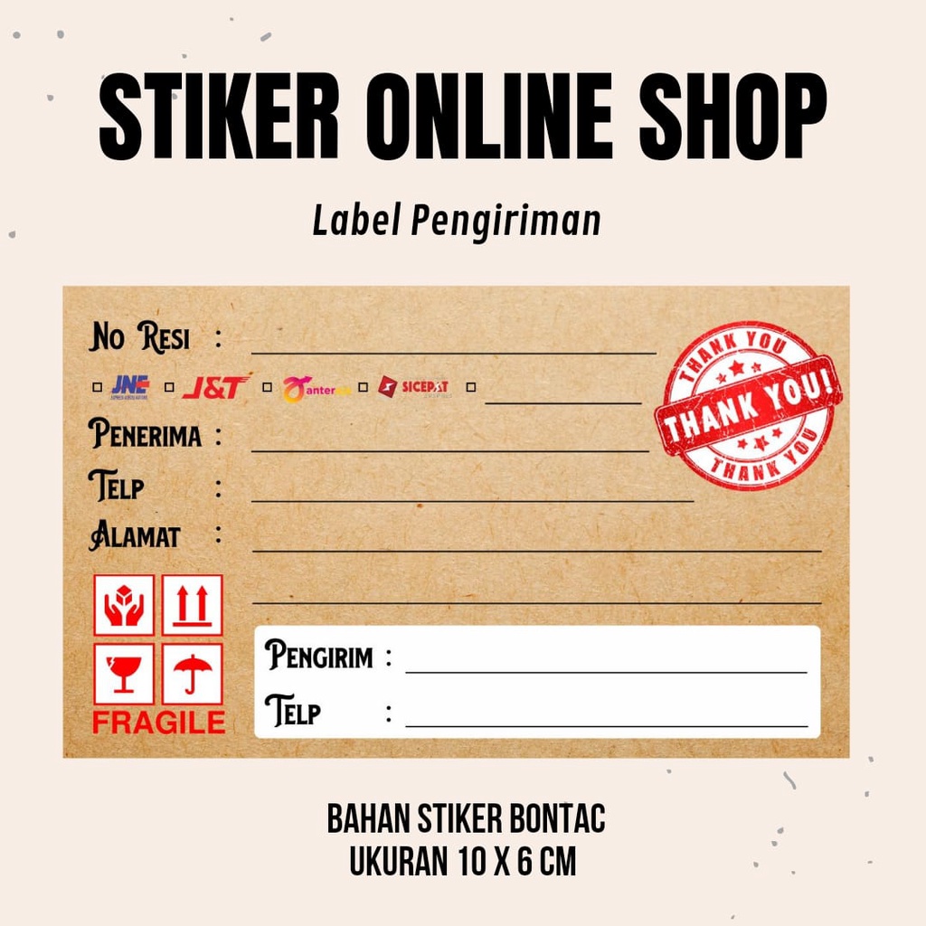 Jual Stiker Label Alamat Pengiriman Online Shop Sticker Resi | Shopee ...