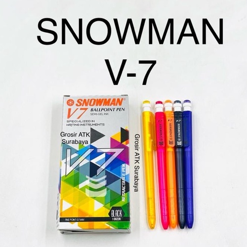 Jual BOLPEN SNOWMAN V-7 / Pulpen Bolpoin Snowman V7 V 7 V-7 0.7 mm ...