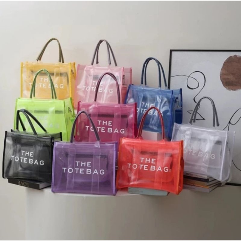 Jual Shoulder Bag Korean Clear Fashion Tote Bag Transparant Bag Tote ...