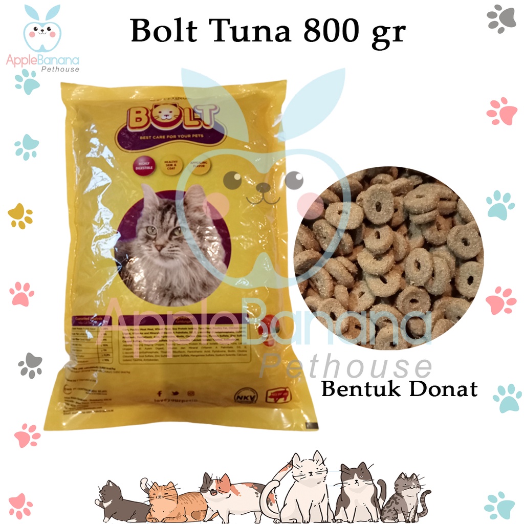 Jual Makanan Kucing Bolt rasa Tuna Bentuk Donat 800gr - Bolt Cat Food ...