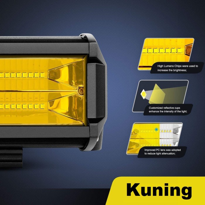 Jual Lampu Tembak Sorot LED Bar Cree CWL 24 Mata Mobil Motor 72 Watt ...