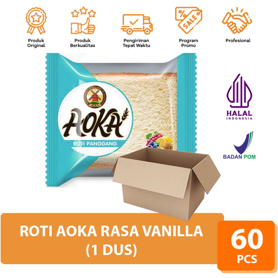 Jual AOKA Roti Panggang Rasa VANILA 1 DUS | Shopee Indonesia