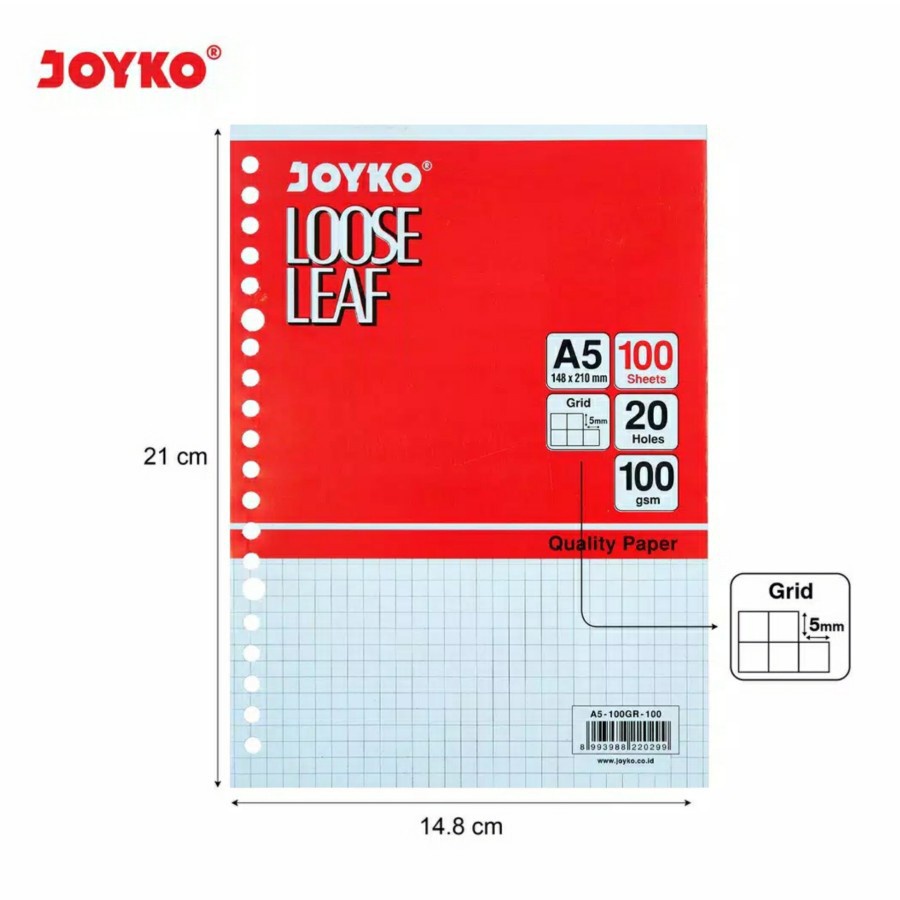 Jual Loose Leaf GRID Joyko A5 100 & 50 Lembar / Loose Leaf Kotak ukuran A5 100 & 50 Lembar ...