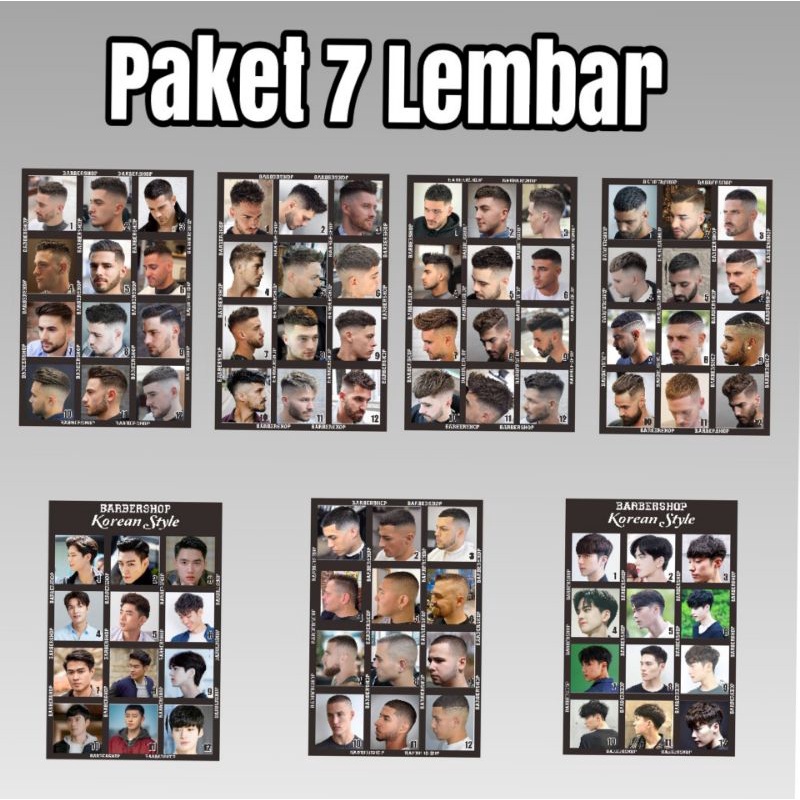 Jual 7 LEMBAR Poster barbersop / poster pangkas rambut / model rambut ...
