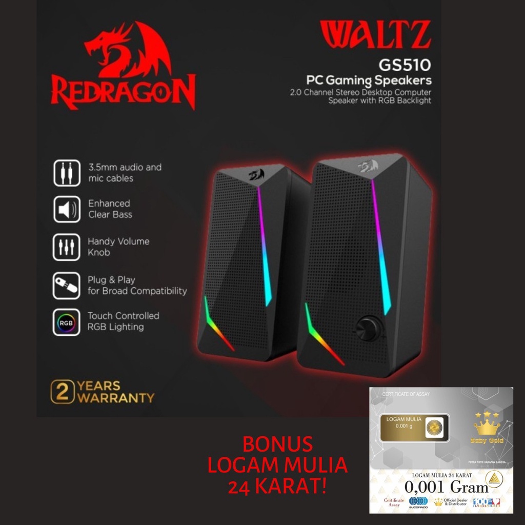 Jual Speaker Redragon Gaming Speaker USB AUX RGB WALTZ - GS510 | Shopee Indonesia