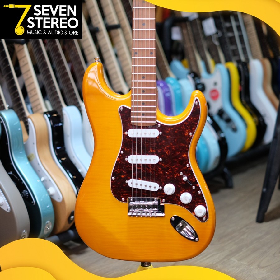 Jual Delta electric DS502 TA Trans Amber Stratocaster Roasted Maple ...
