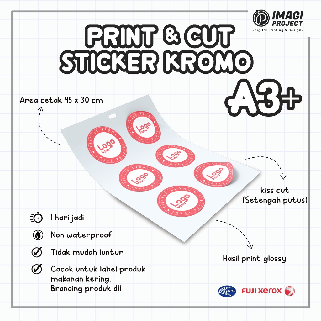 Jual CETAK STICKER KROMO PERLEMBAR A3+ PRINT CUTTING STICKER LABEL ...