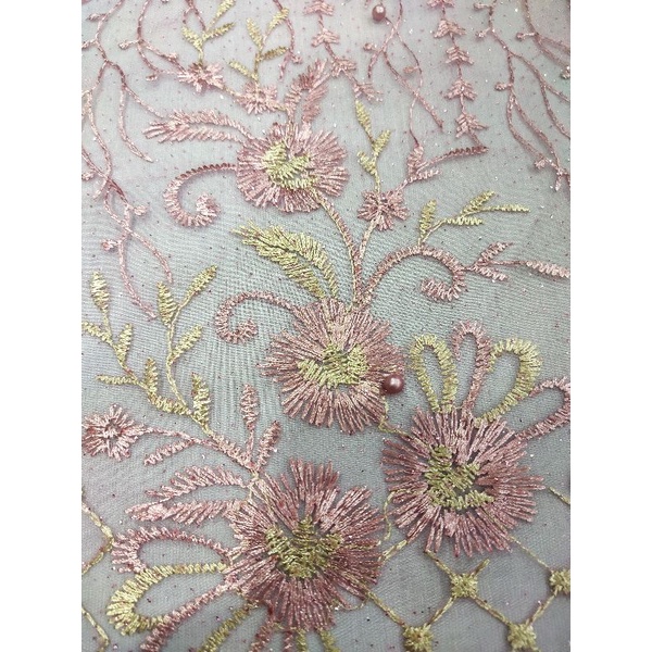 Jual TILE PREMIUM METERAN BUNGA DAUN MUTIARA GLITTER KOMBINASI 2 WARNA ...