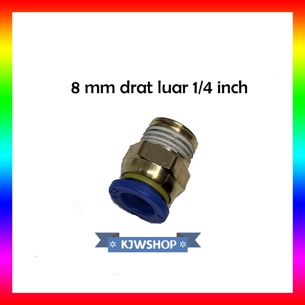 Jual Nepel Quick Coupling Selang 8mm Drat Luar 1/4" Coupler Pneumatic 1 ...