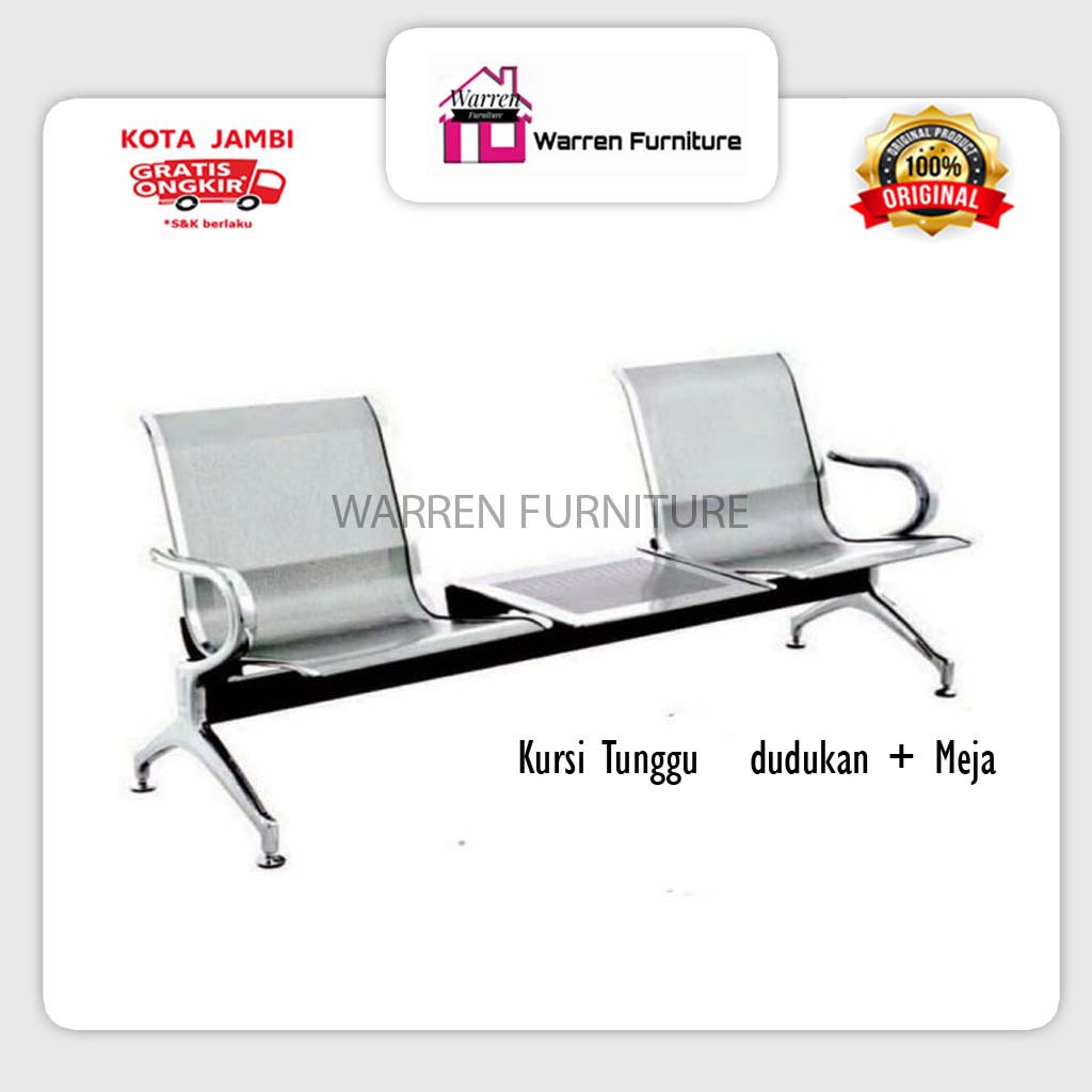 Jual Kursi Tunggu/ kursi bandara/ kursi besi stainless/ kursi 2 dudukan ...