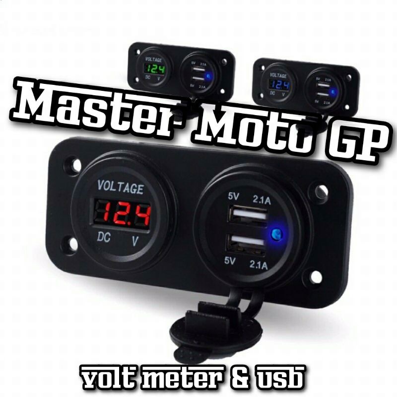 Jual volt meter plus Usb charger HP Voltmeter dan charger chager casan hp Voltmeter Aki motor ...