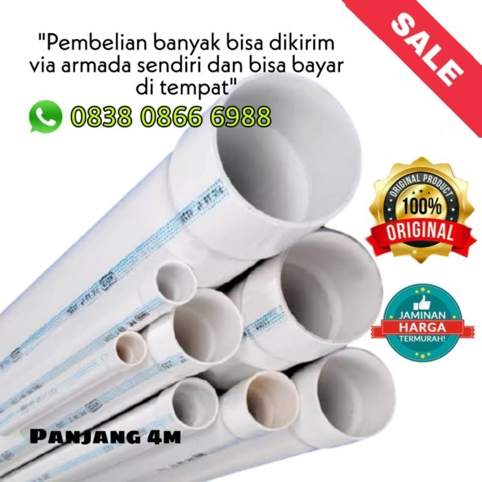 Jual Pipa Pralon Paralon Air Rucika Wavin Standard Putih AW 2" AW2 ...