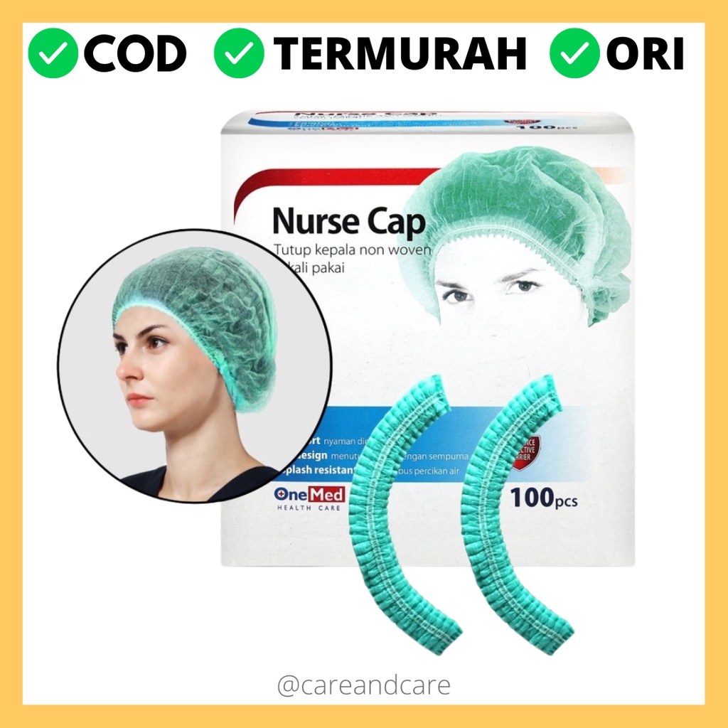 Jual ONEMED NURSE CAP / Penutup Kepala Hair Cover Rambut Medis One Med ...