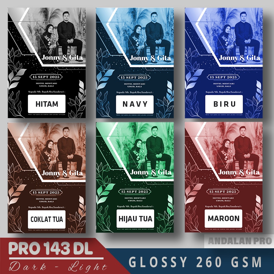 Jual Pro 143 DL A4 Glossy 260 GSM - Cetak Undangan Custom 1 Warna, Tebal dan Murah | Shopee ...
