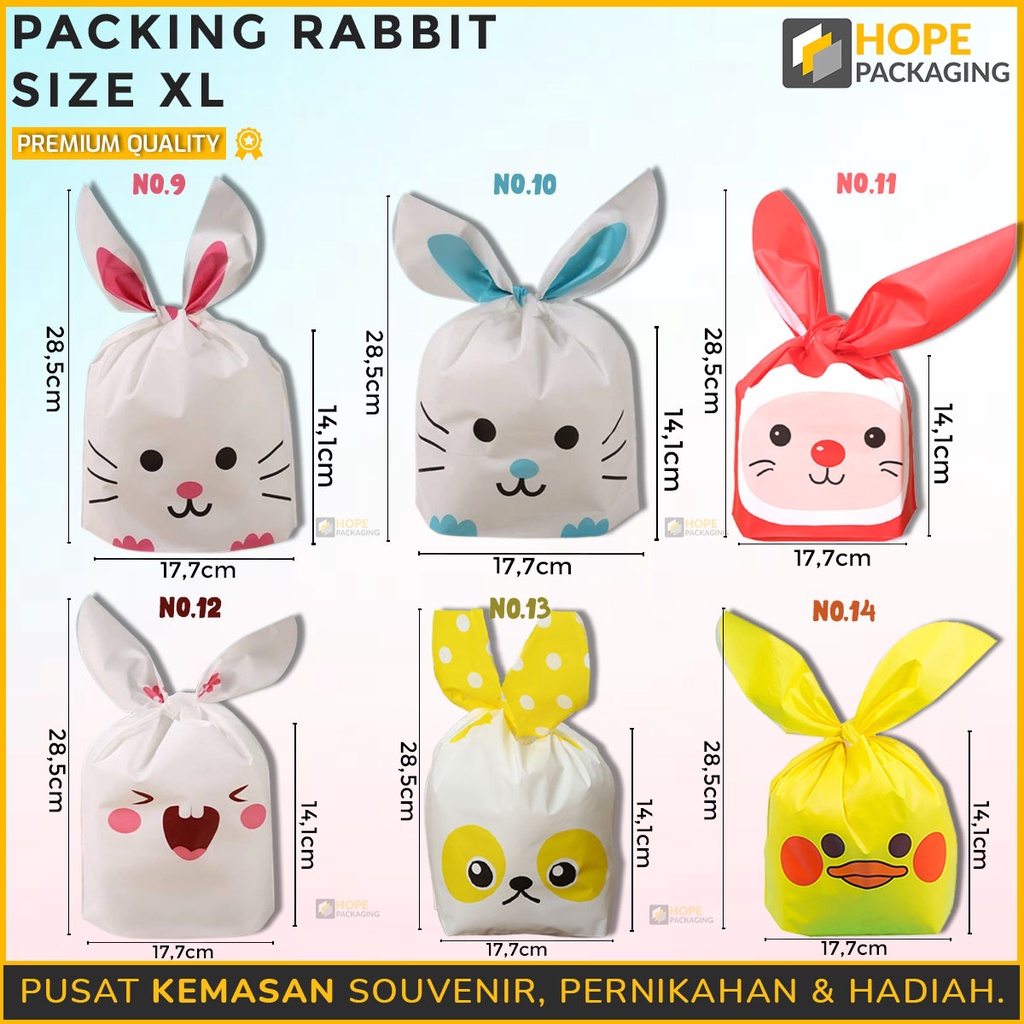 Jual [5 PCS] Packing Rabbit Ear Uk. XL Plastik Cookies Kemasan Kue ...